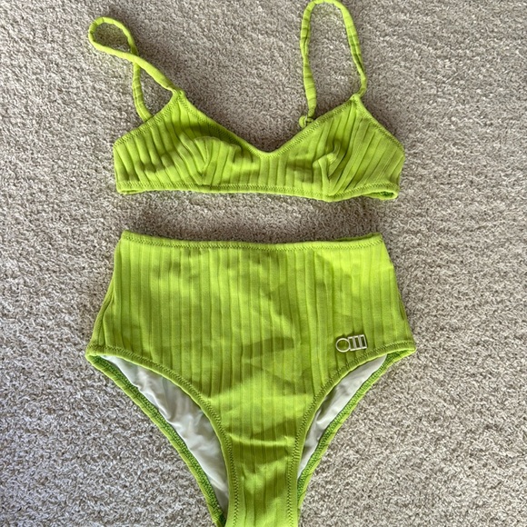 SOLID & STRIPED | Swim | Solid Striped Neon Green Bikini Set | Poshmark